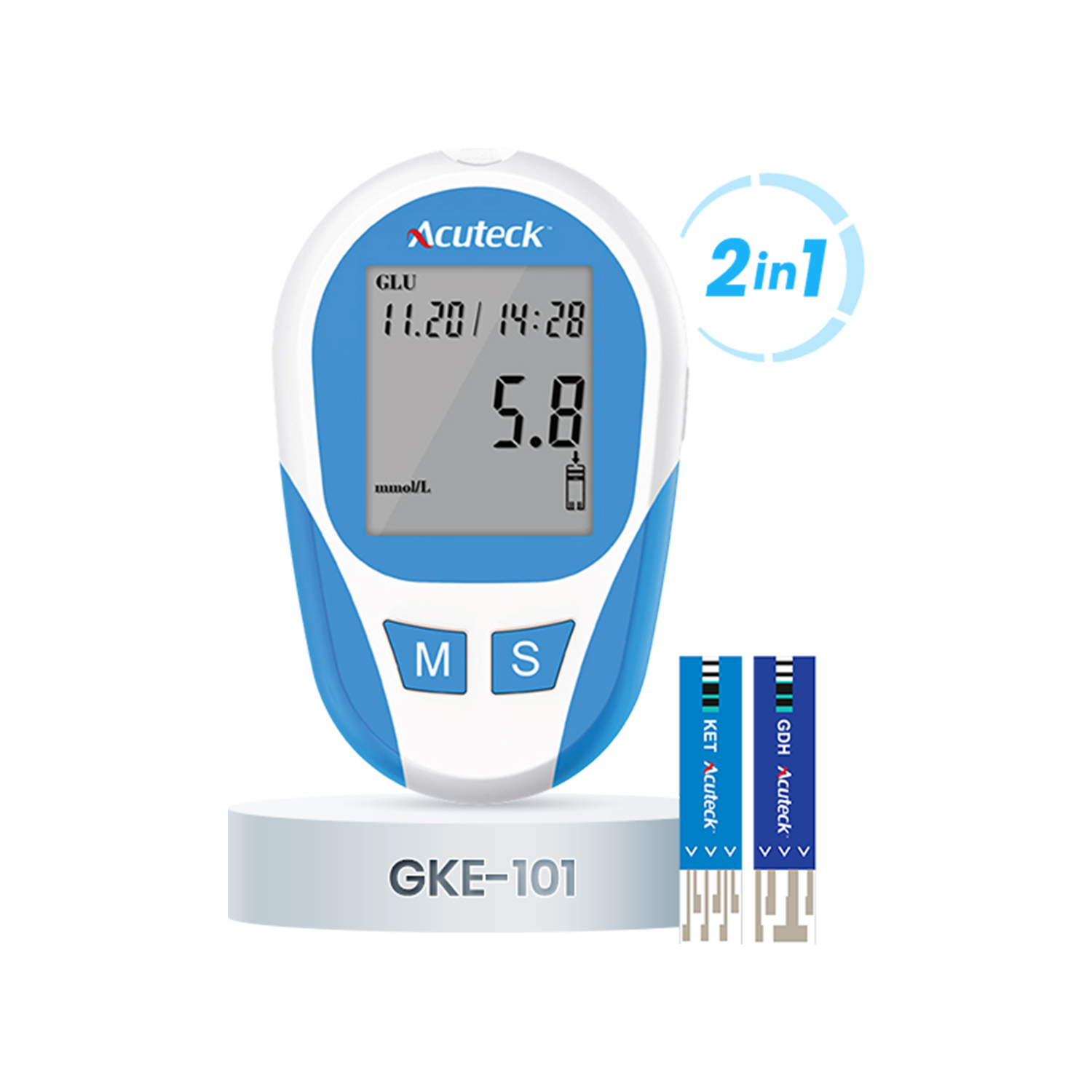Acuteck 2 in 1 - Bi-Function Blood Glucose and β-Ketone Monitor - 3zbio