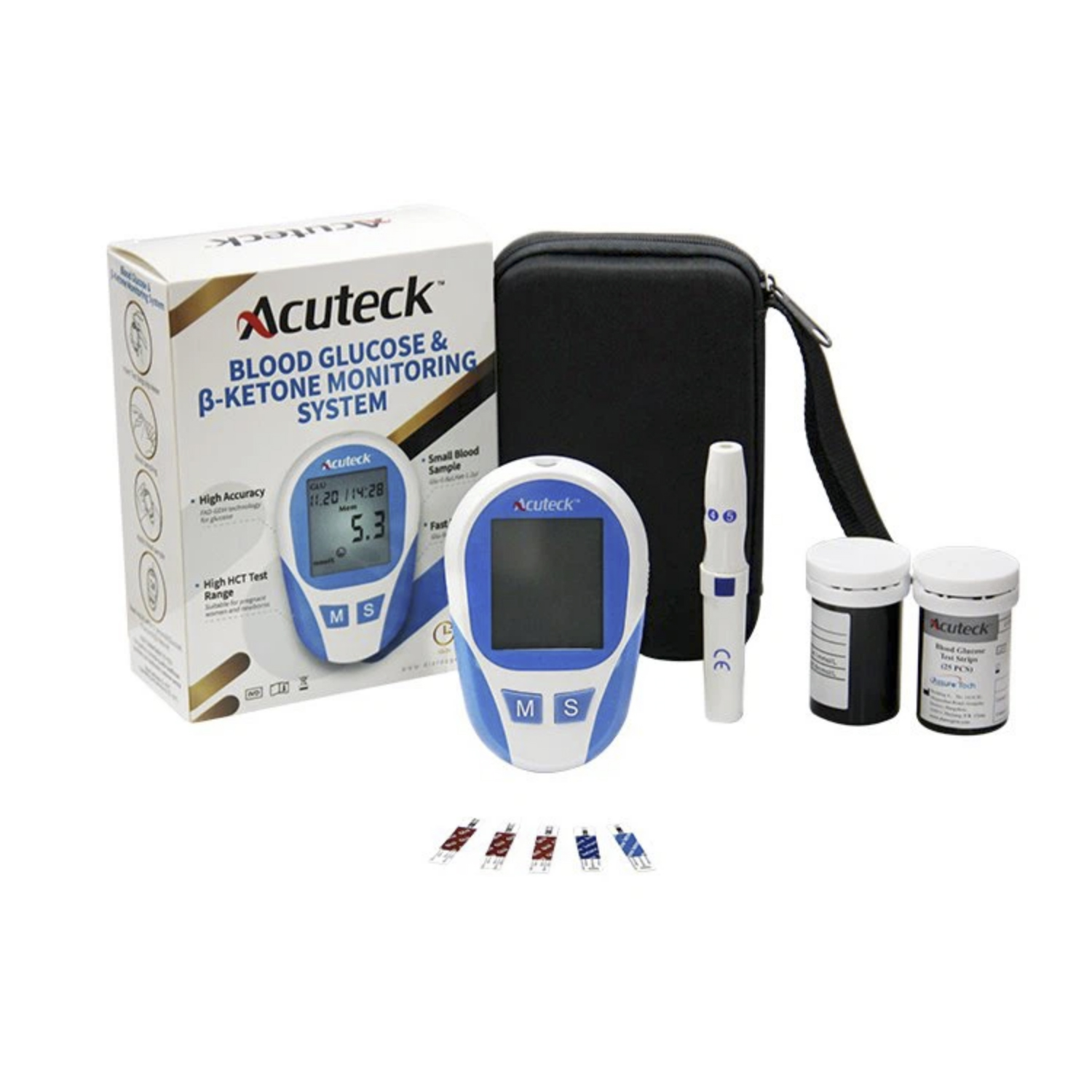 Acuteck 2 in 1 - Bi-Function Blood Glucose and β-Ketone Monitor - 3zbio