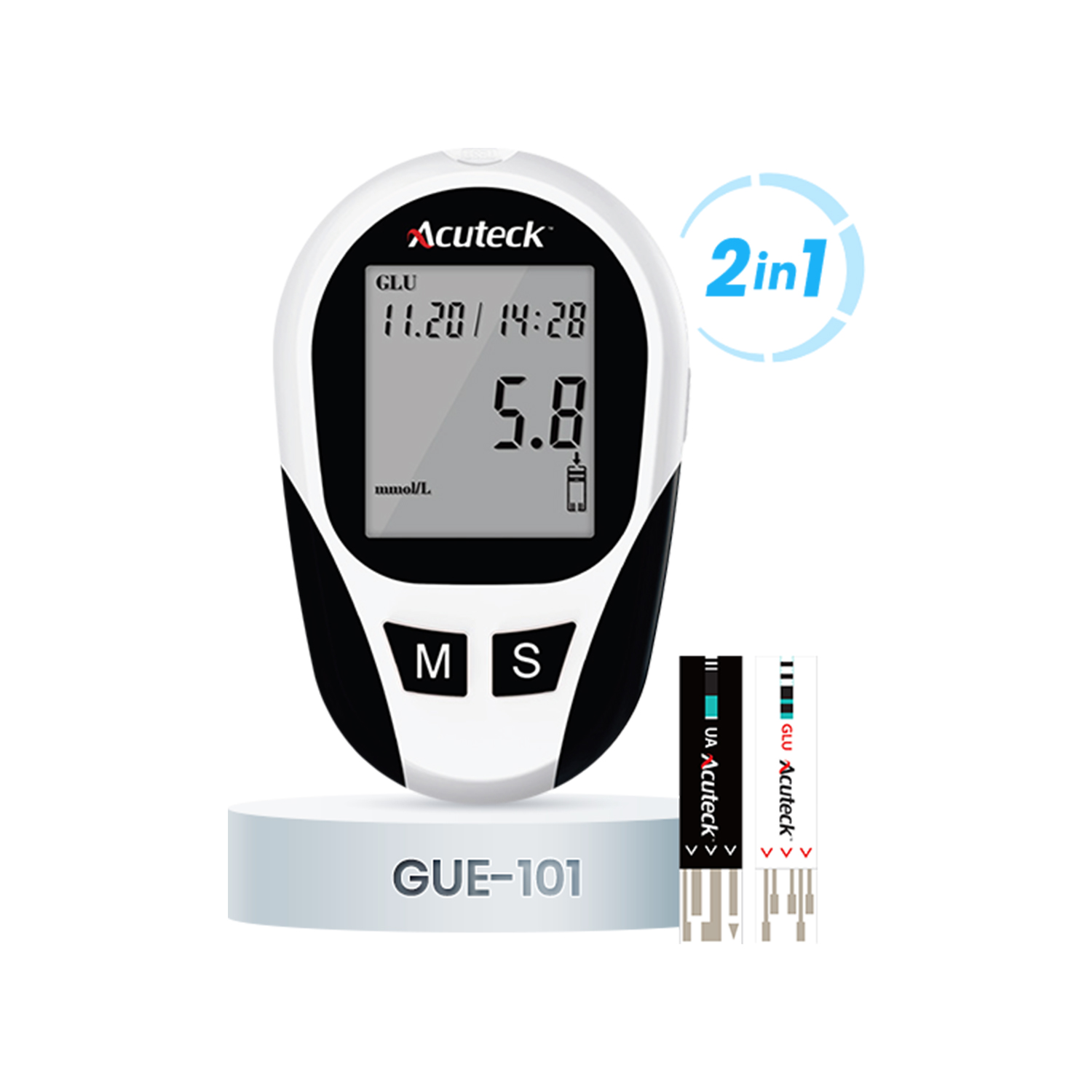 Acuteck 2 in 1 - Bi-Function Blood Glucose and Uric Acid Monitor - 3zbio